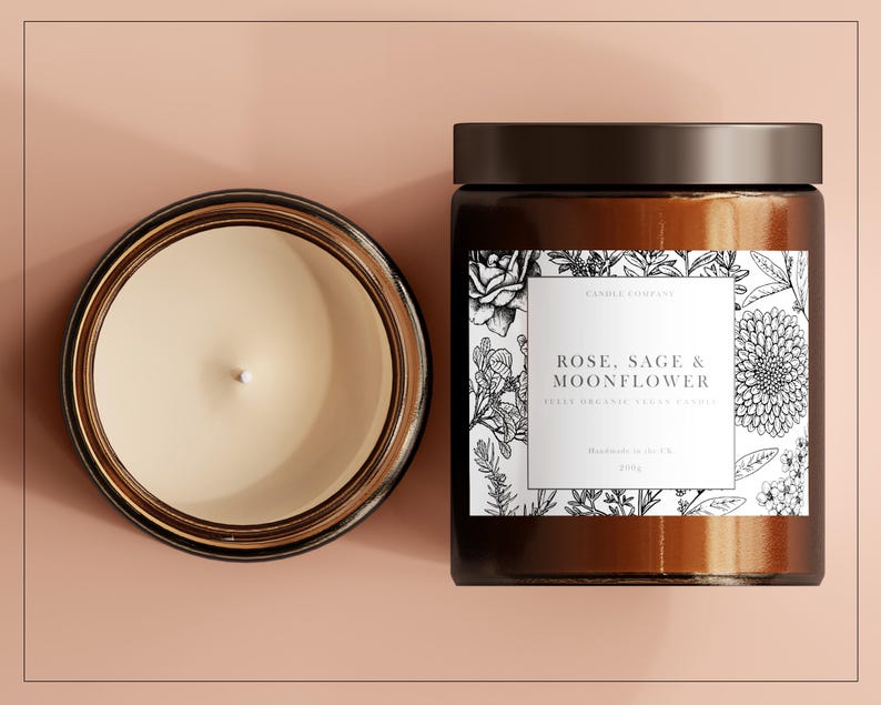 Illustrated Candle Label Template / Elegant Candle Labels / Illustrated ...
