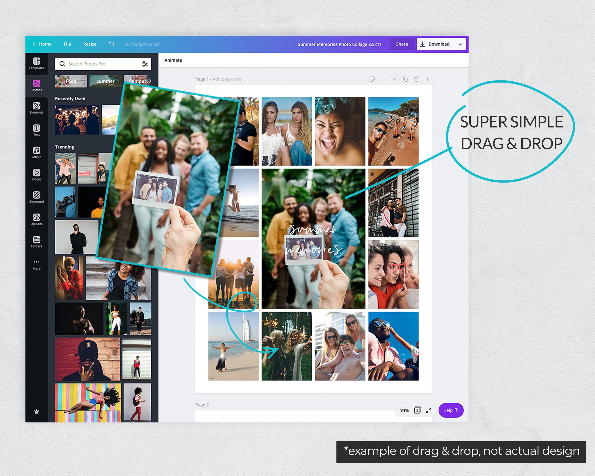 Large Photo Collage Template / Editable Photo Grid / - Etsy