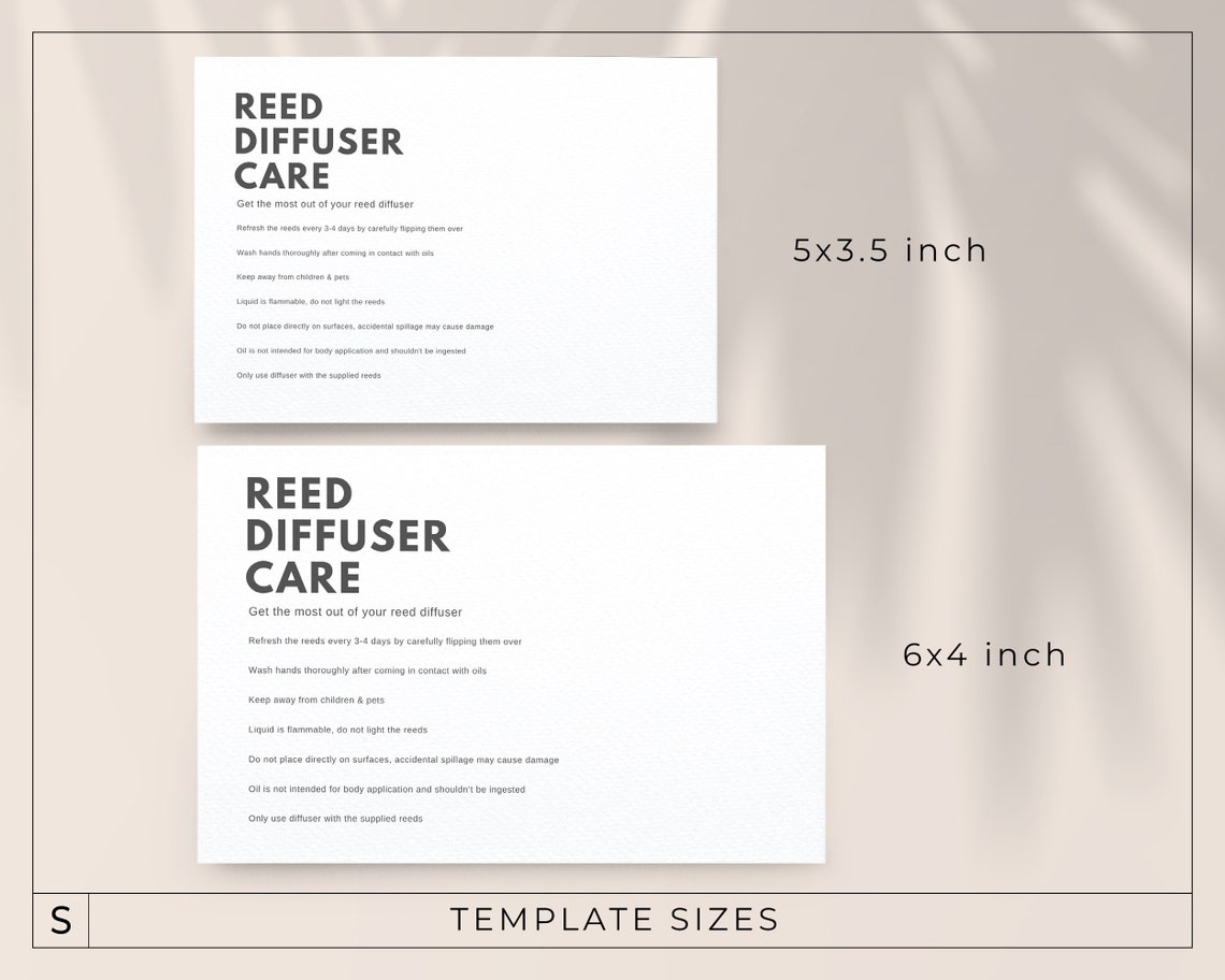 Modern Reed Diffuser Care Card Template / Editable Diffuser ...