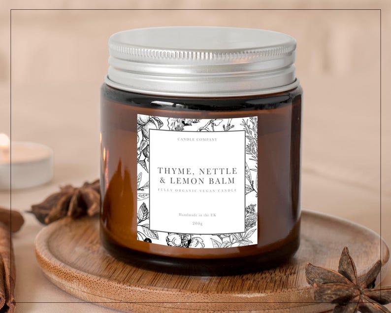 Illustrated Candle Label Template / Elegant Candle Labels / Illustrated ...