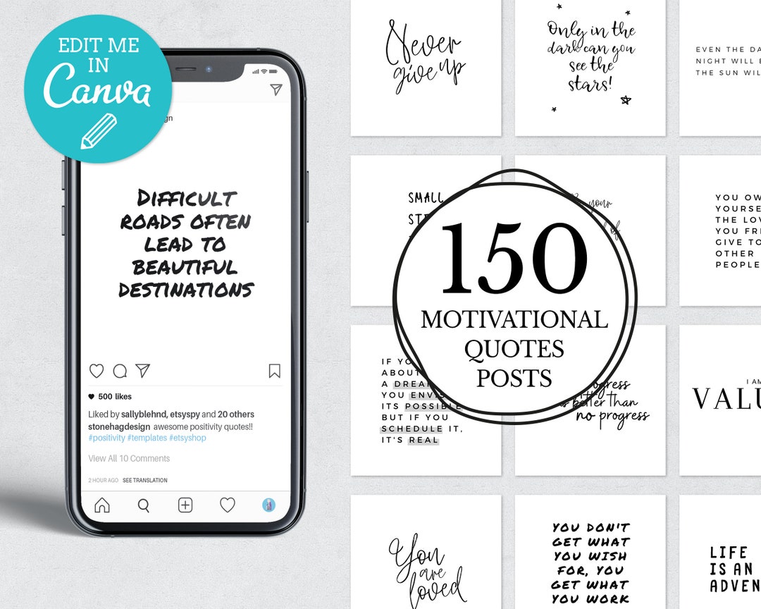 150 Editable Positive Instagram Post Quotes / Inspirational Quotes ...