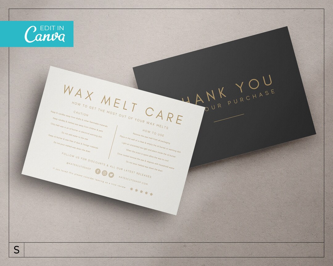Minimalist Wax Melt Care Card Template / Editable Wax Melt Instructions ...