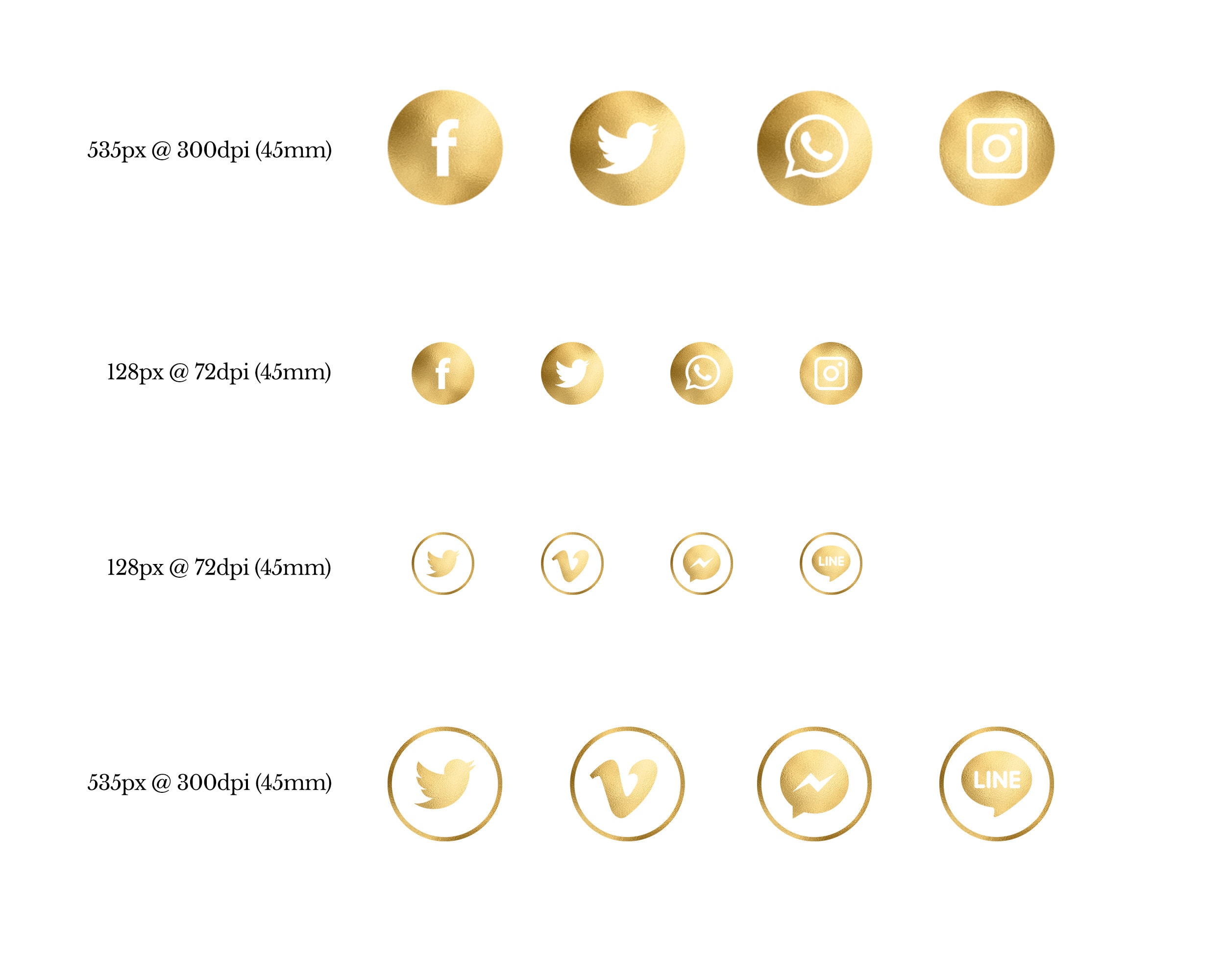 220 Gold Foil Social Media Icons // Gold Circle Icons // Website Icons ...