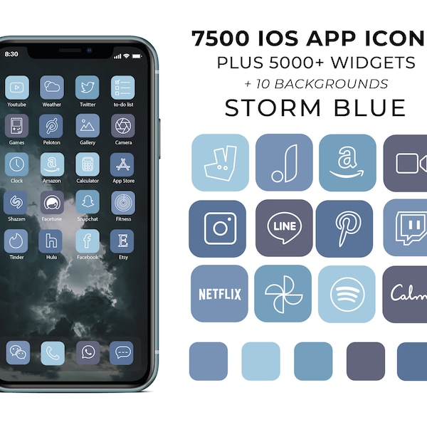 Blue App Icon Pack - Etsy