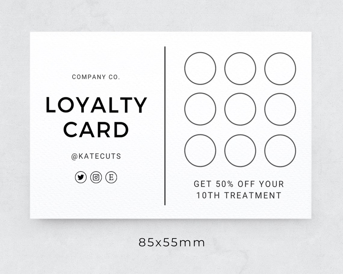 Simple Loyalty Card Template / Modern Rewards Card / Printable Loyalty ...