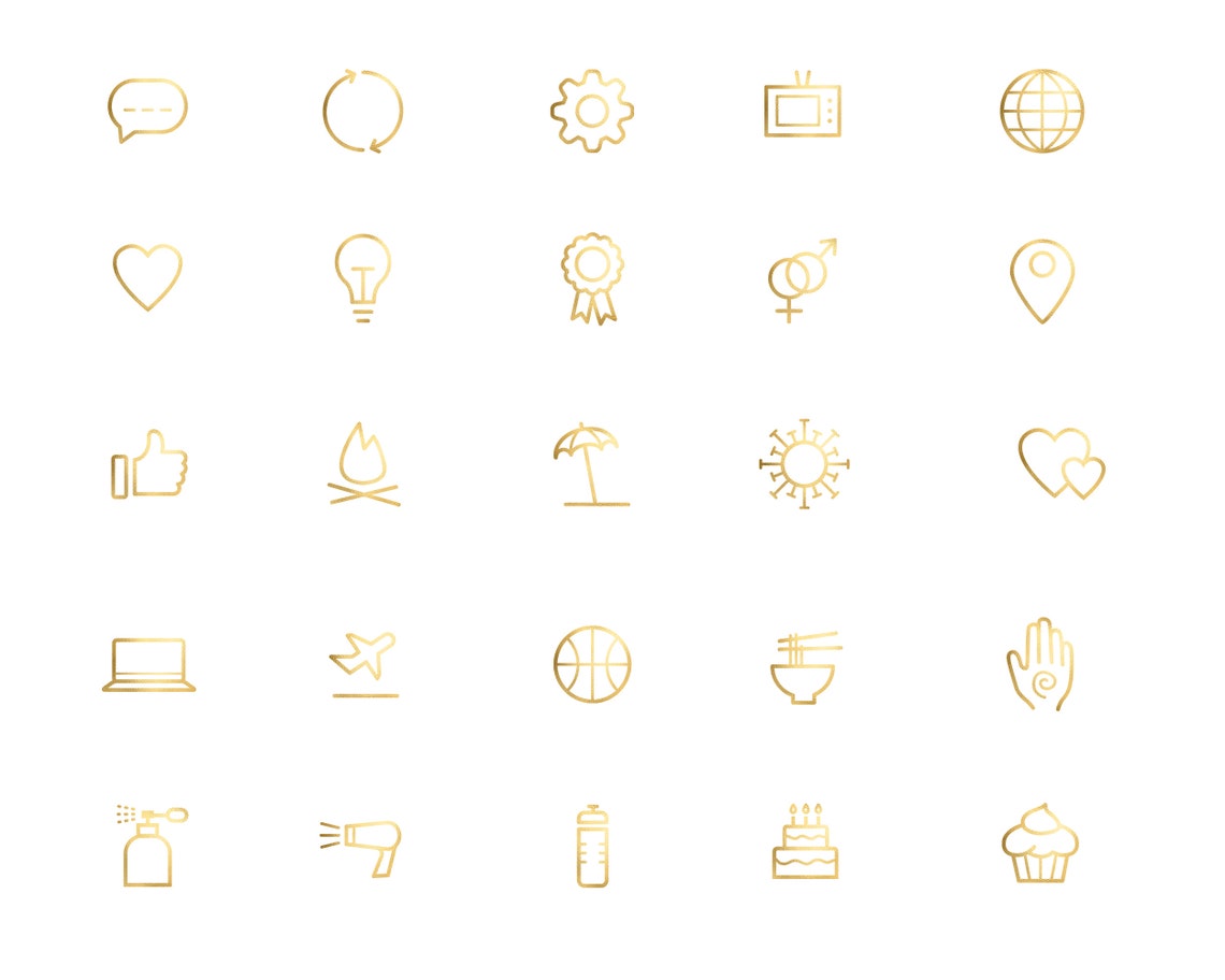 800 Gold Icons // Gold Foil Icons // Website Icons // Blog | Etsy
