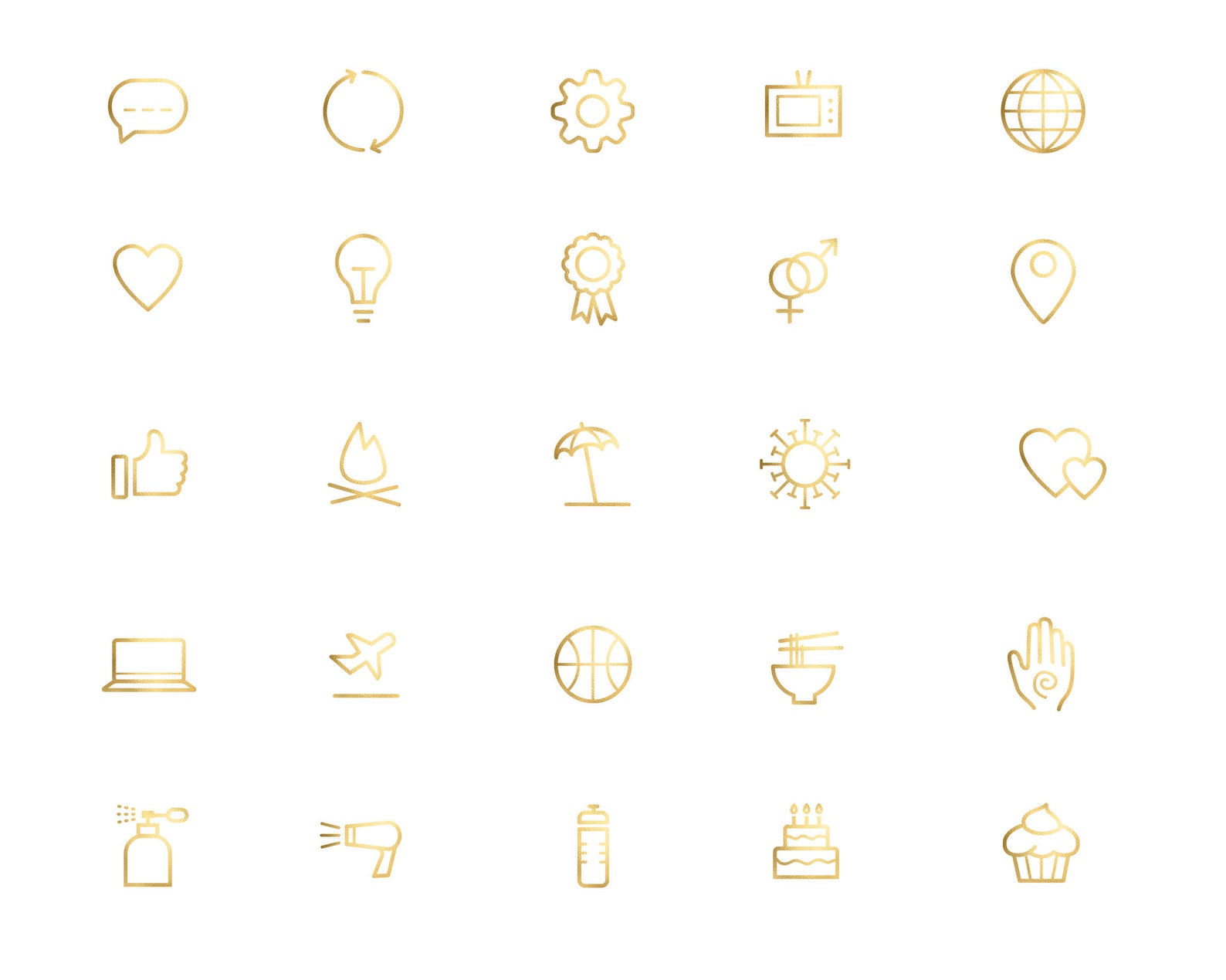 800 Gold Icons // Gold Foil Icons // Website Icons // Blog | Etsy