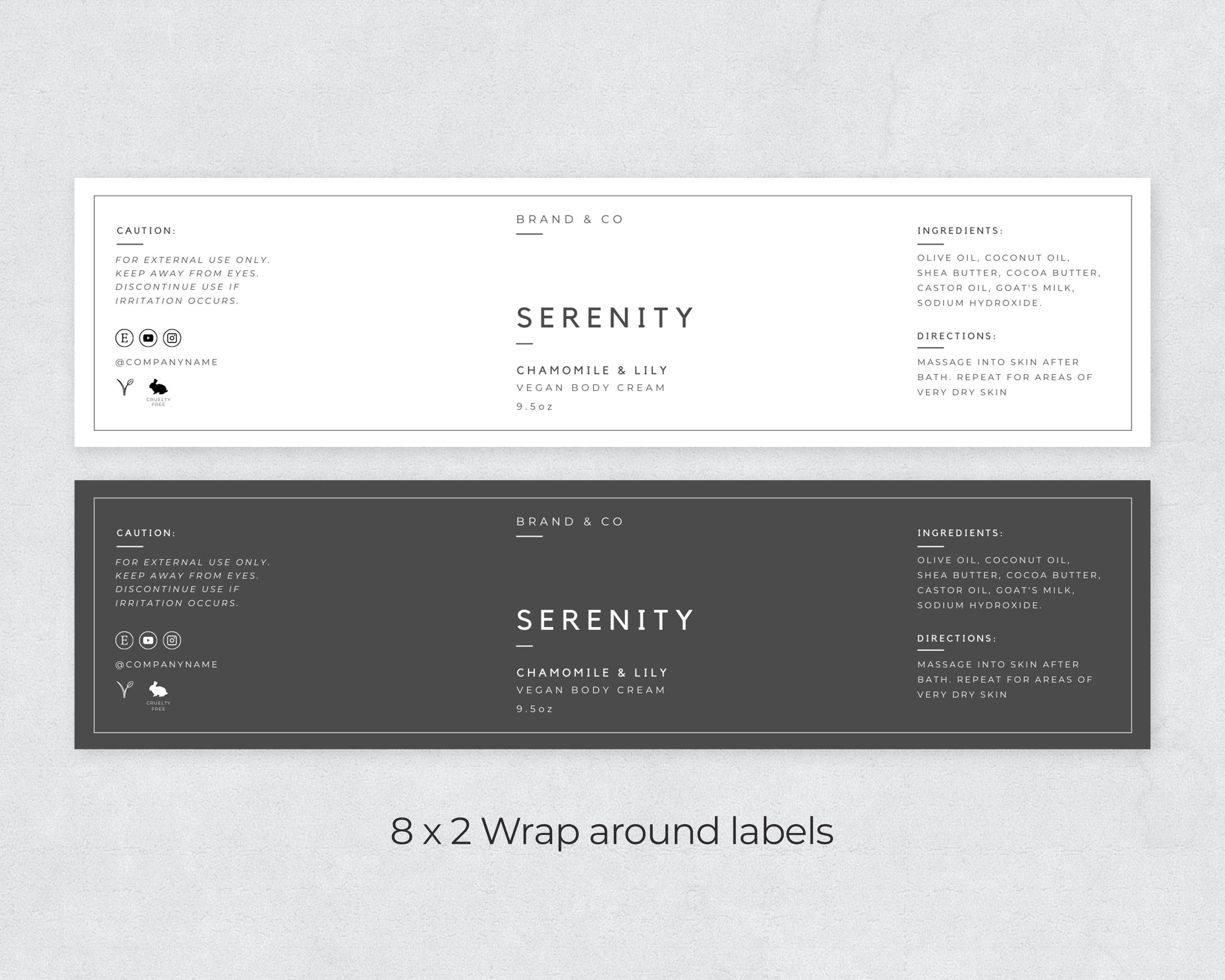 Minimalist Wrap Around Label Template / Editable Product Label - Etsy