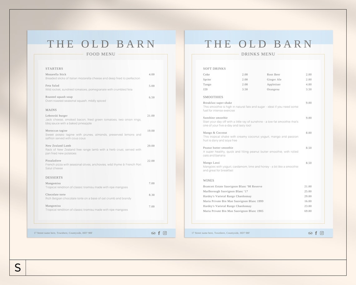 Editable Menu Template / Modern Price List Template / Minimalist ...