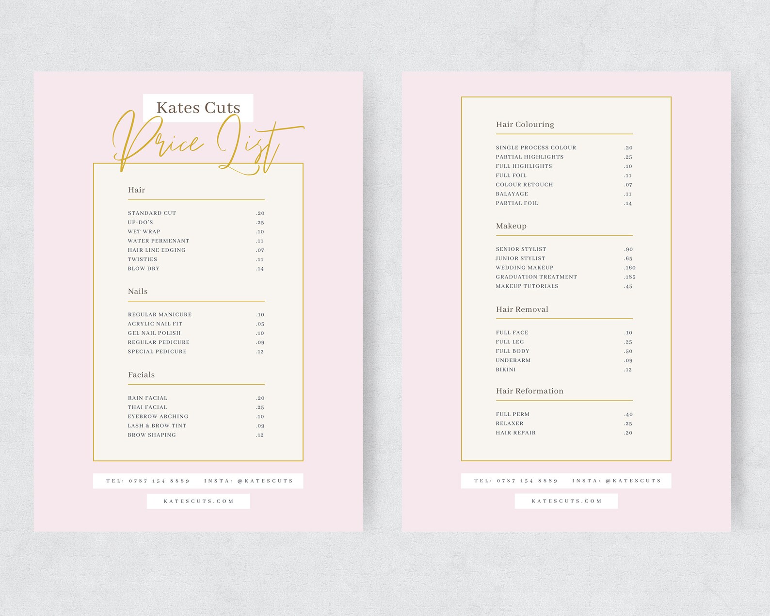Modern Editable Price List Template / Elegant Minimalist Price - Etsy