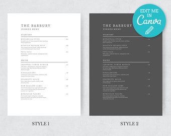 Canva Food Menu Price List Templateeditable Template Price - Etsy
