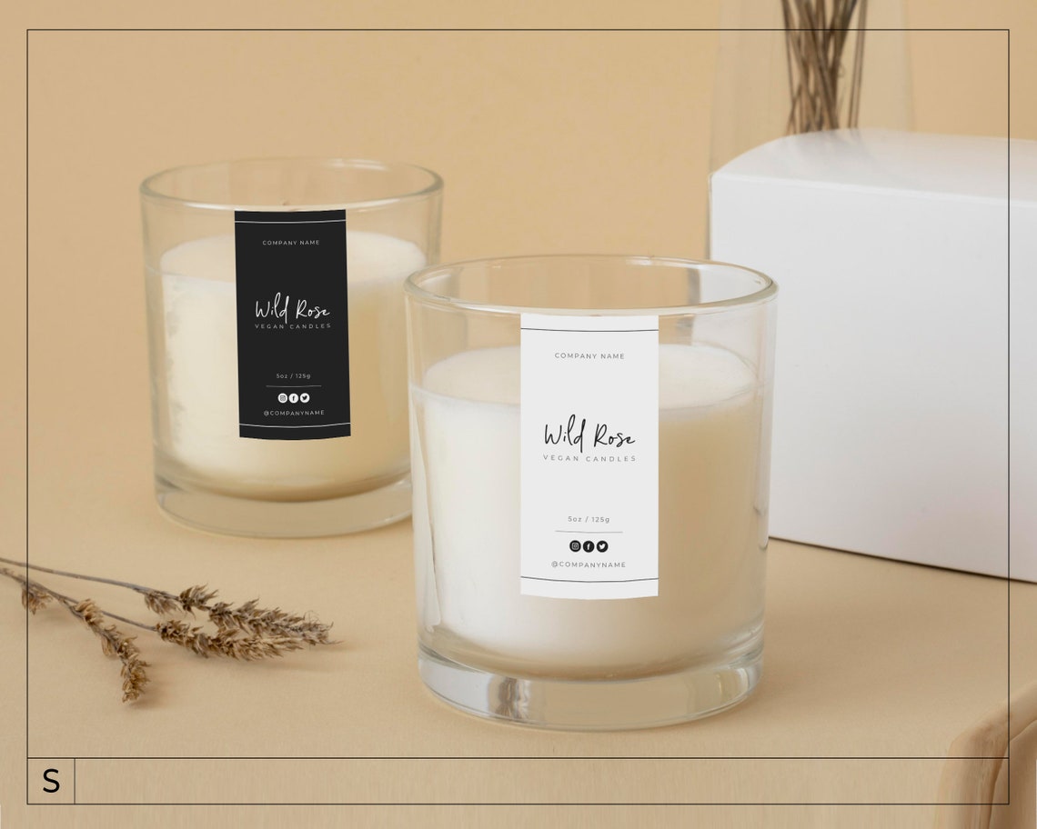 Thin Black and White Candle Label Template / Editable Candle - Etsy
