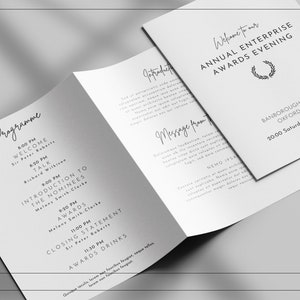 Awards Evening Template, A4 Folded Booklet Template, Customisable ...