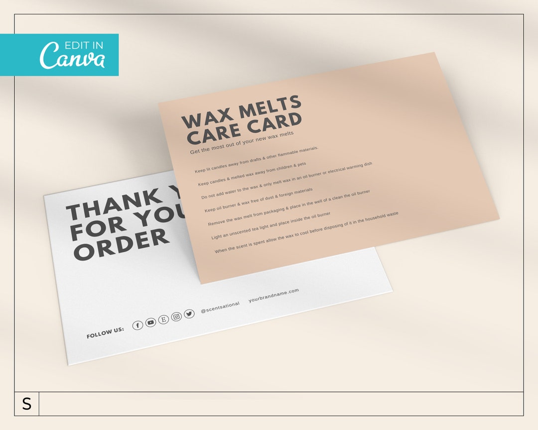 Big & Bold Wax Melt Care Card Template / Editable Wax Melt Instructions ...