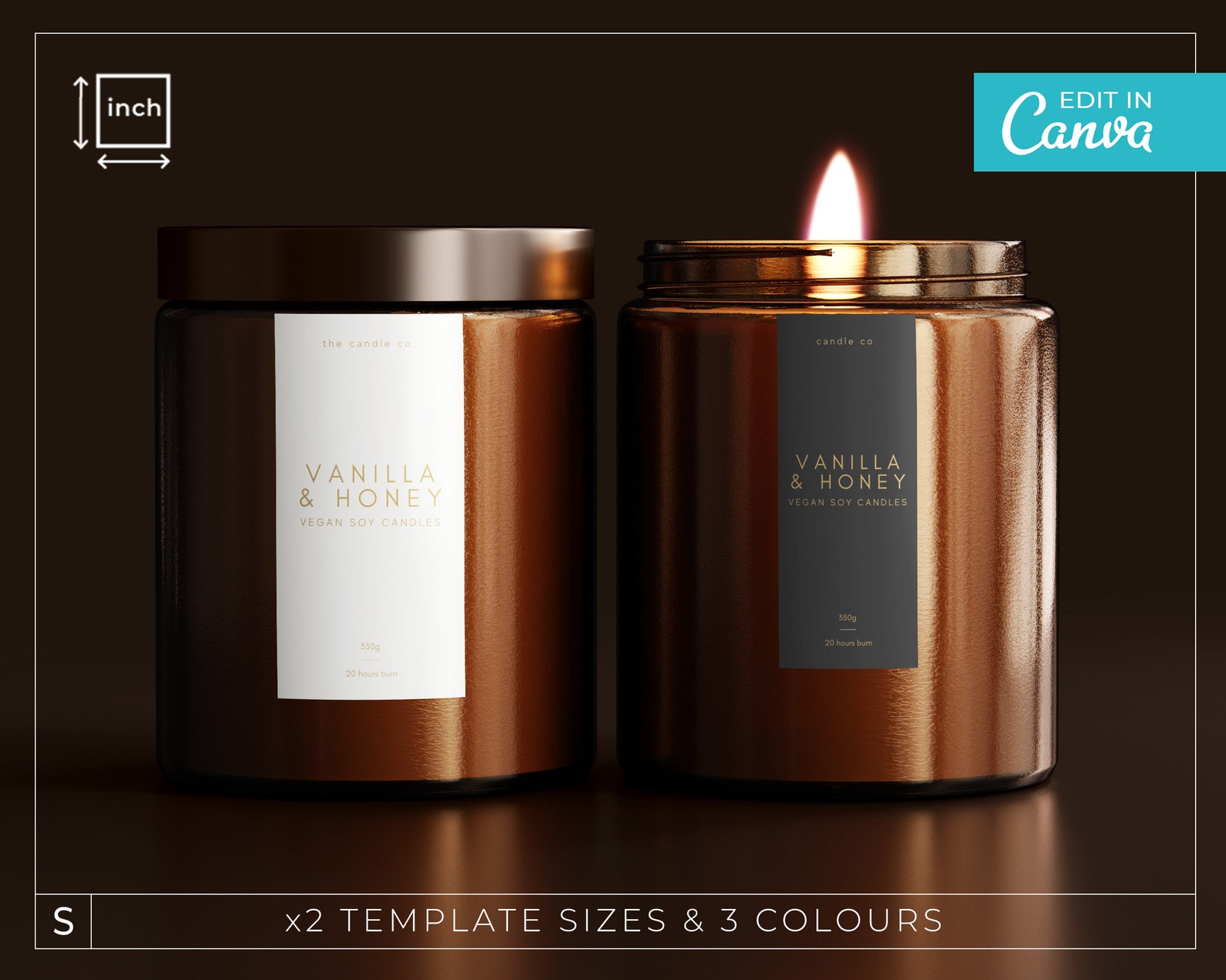 Thin Candle Label Template / Gold Minimalist Candle Labels / Modern ...
