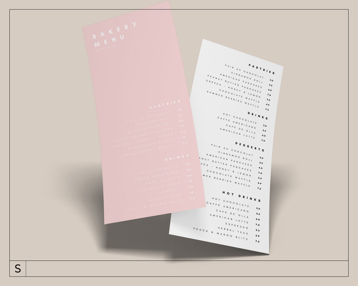 Minimalist 4x9 Menu Template / Minimalist DL Price List Template / Slim ...
