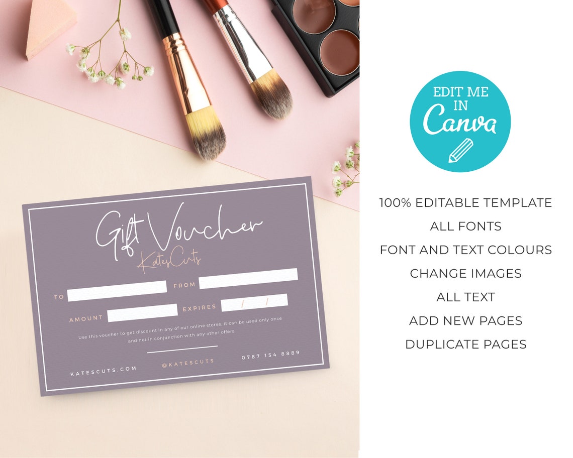 Modern Voucher Template / Editable Gift Certificate Template / - Etsy