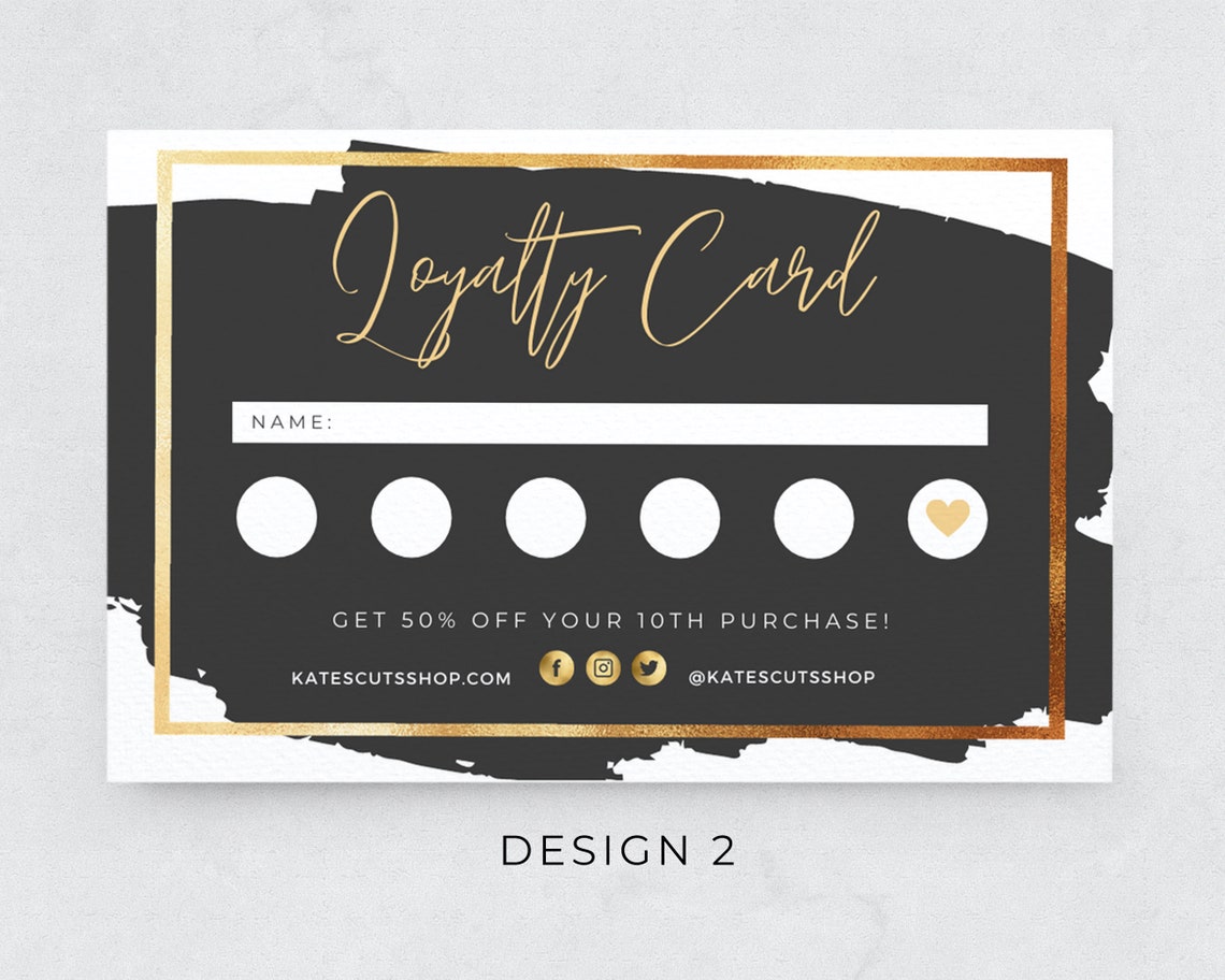 Gold Loyalty Card Template / Editable Rewards Card / Minimalist Loyalty ...