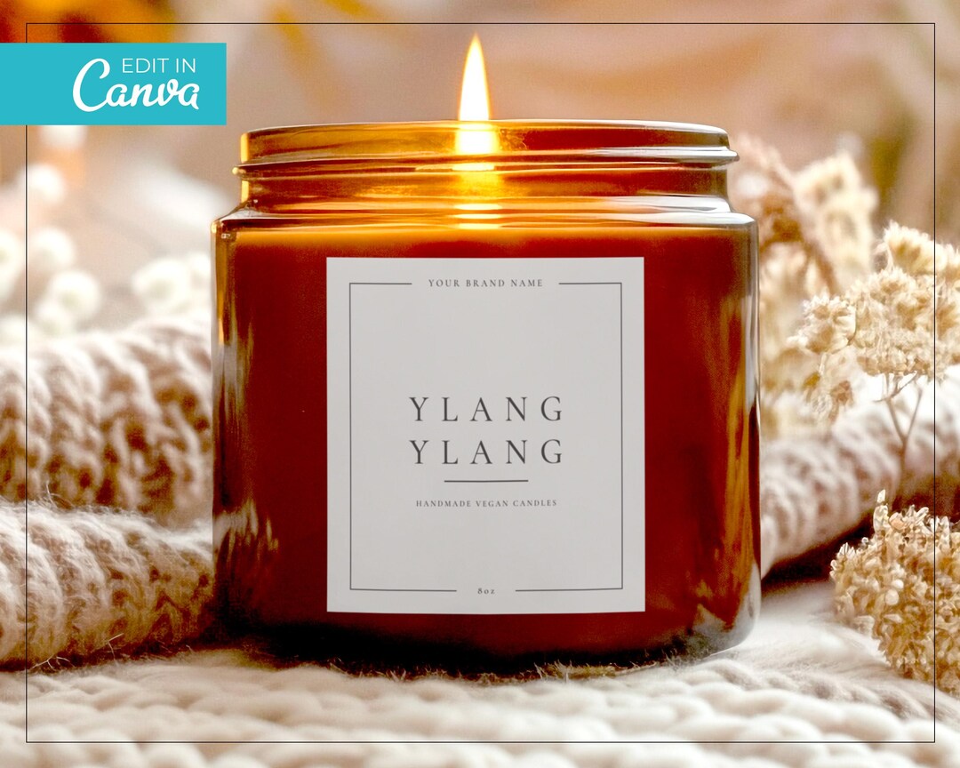 Elegant Candle Label Template / Editable Candle Labels / Minimalist ...