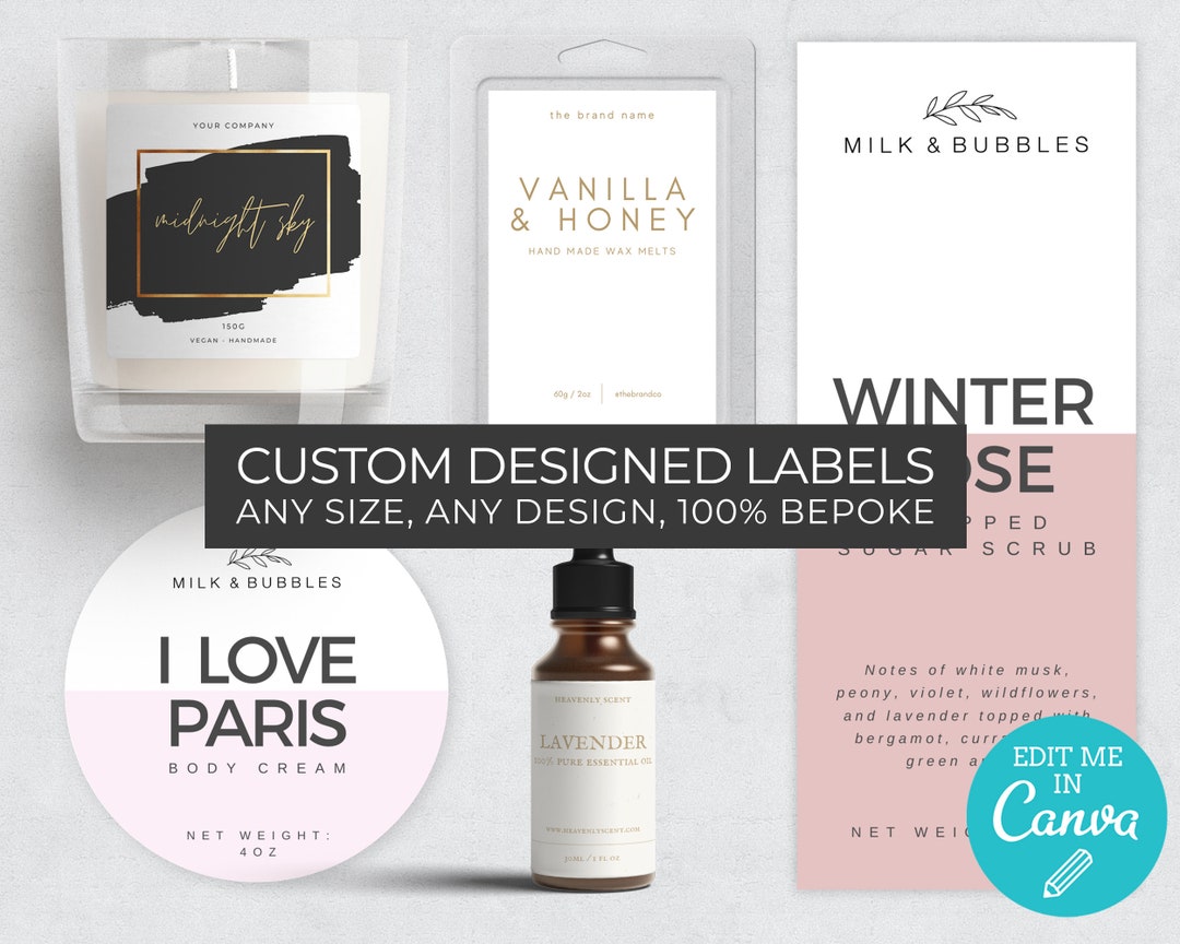 Custom Label Design / Custom Label Template / Bespoke Candle Labels ...
