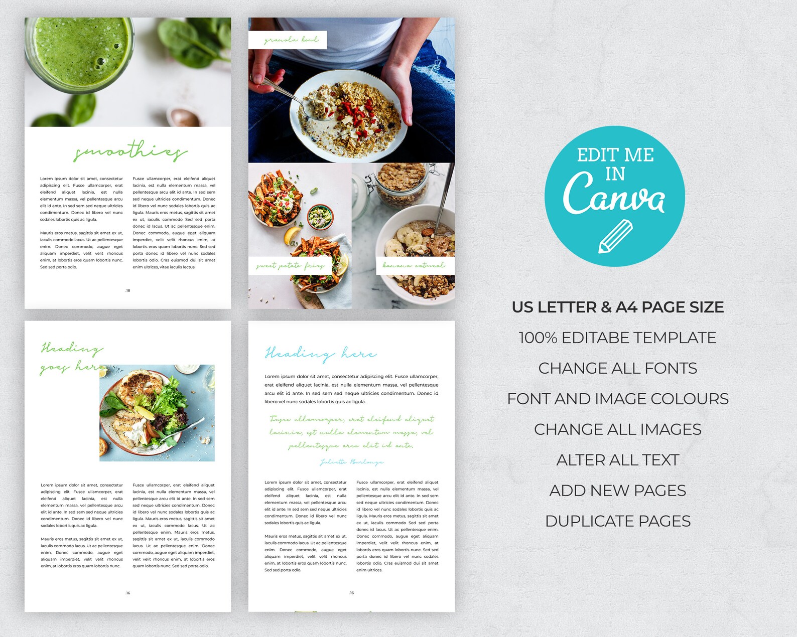 Modern Recipe E-book Template / Editable Keto Recipe Magazine - Etsy