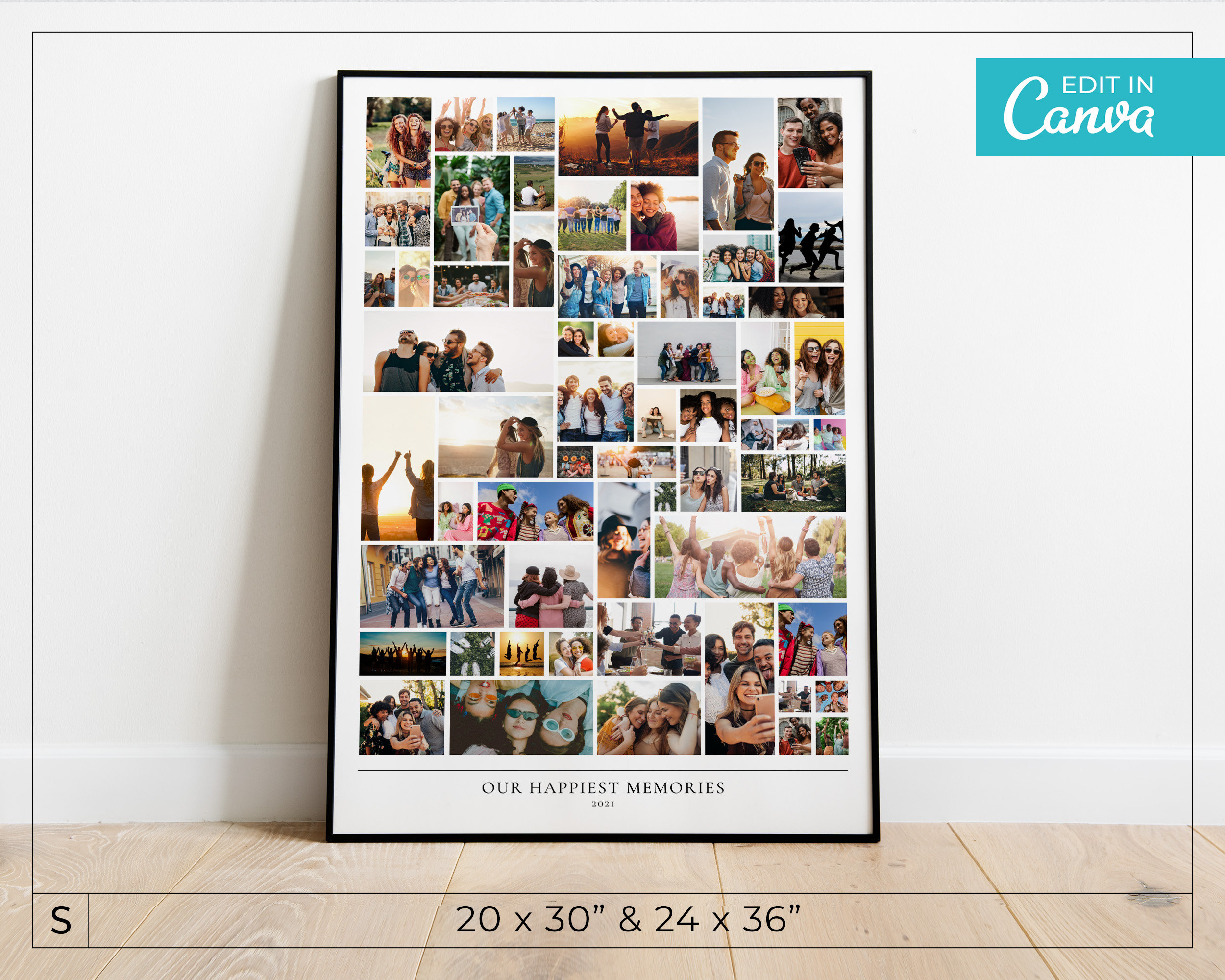 Large Photo Collage Template / Editable Photo Grid / - Etsy