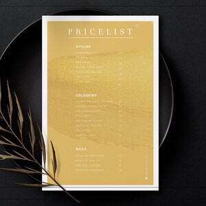 Gold Price List Template / Modern Minimalist Price List Template ...