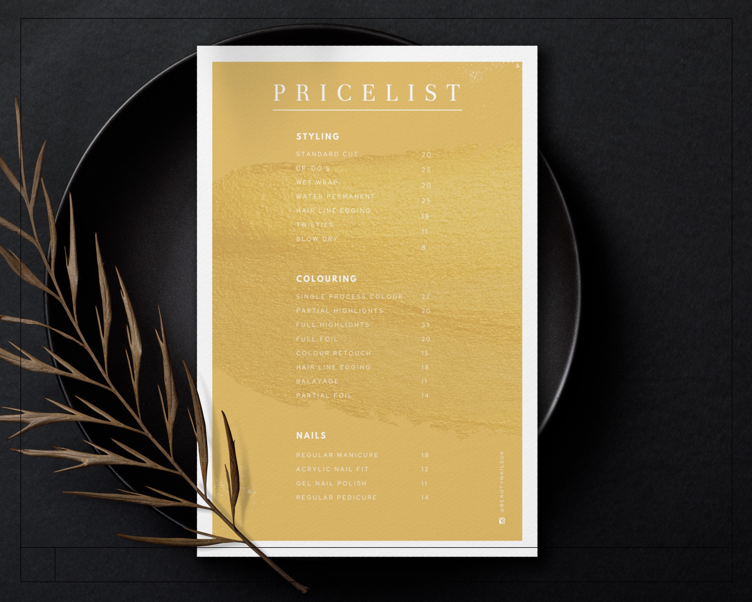 Gold Price List Template / Modern Minimalist Price List Template ...