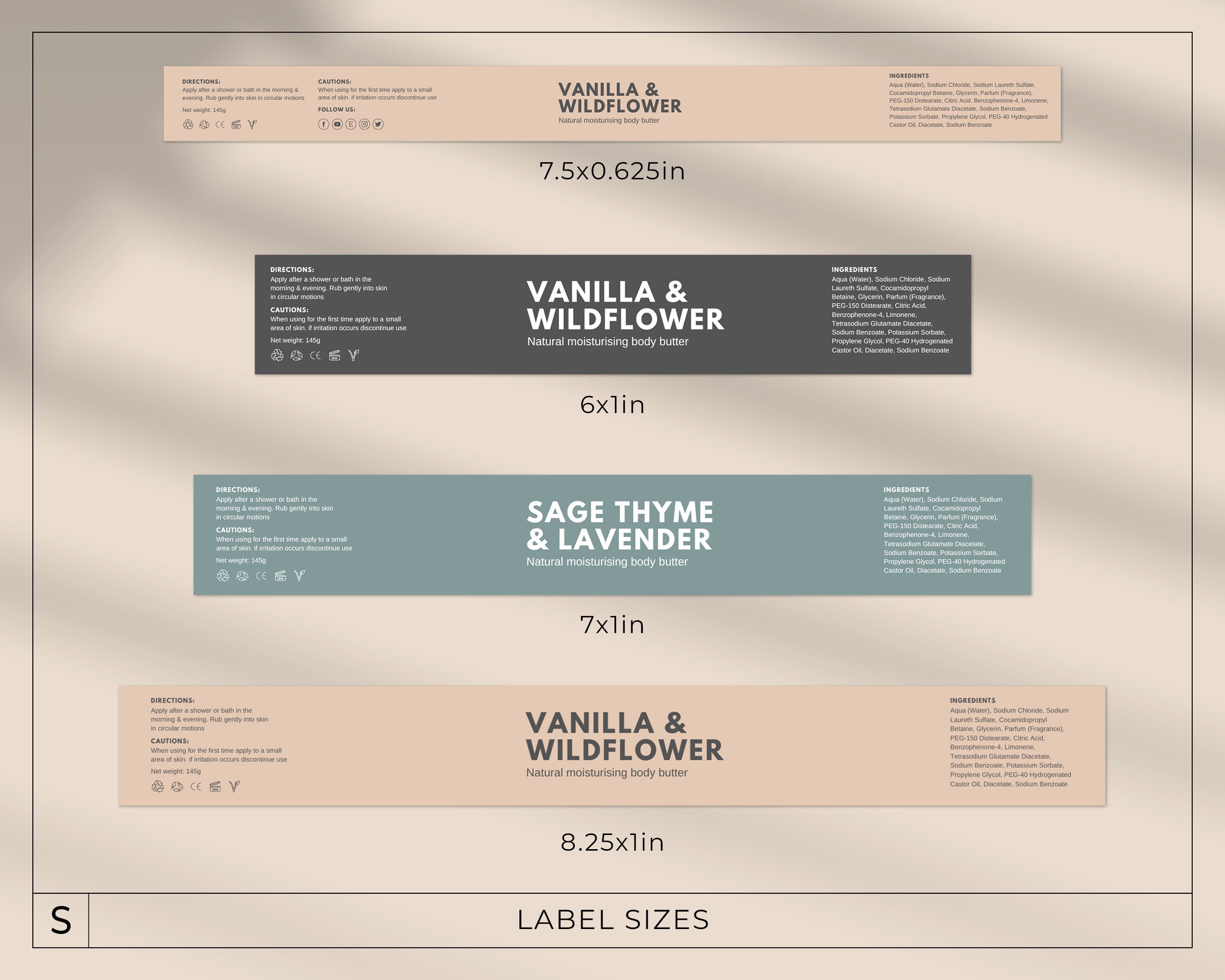 Bold Wrap Around Cosmetic Label Template / Editable Slim Wrap - Etsy