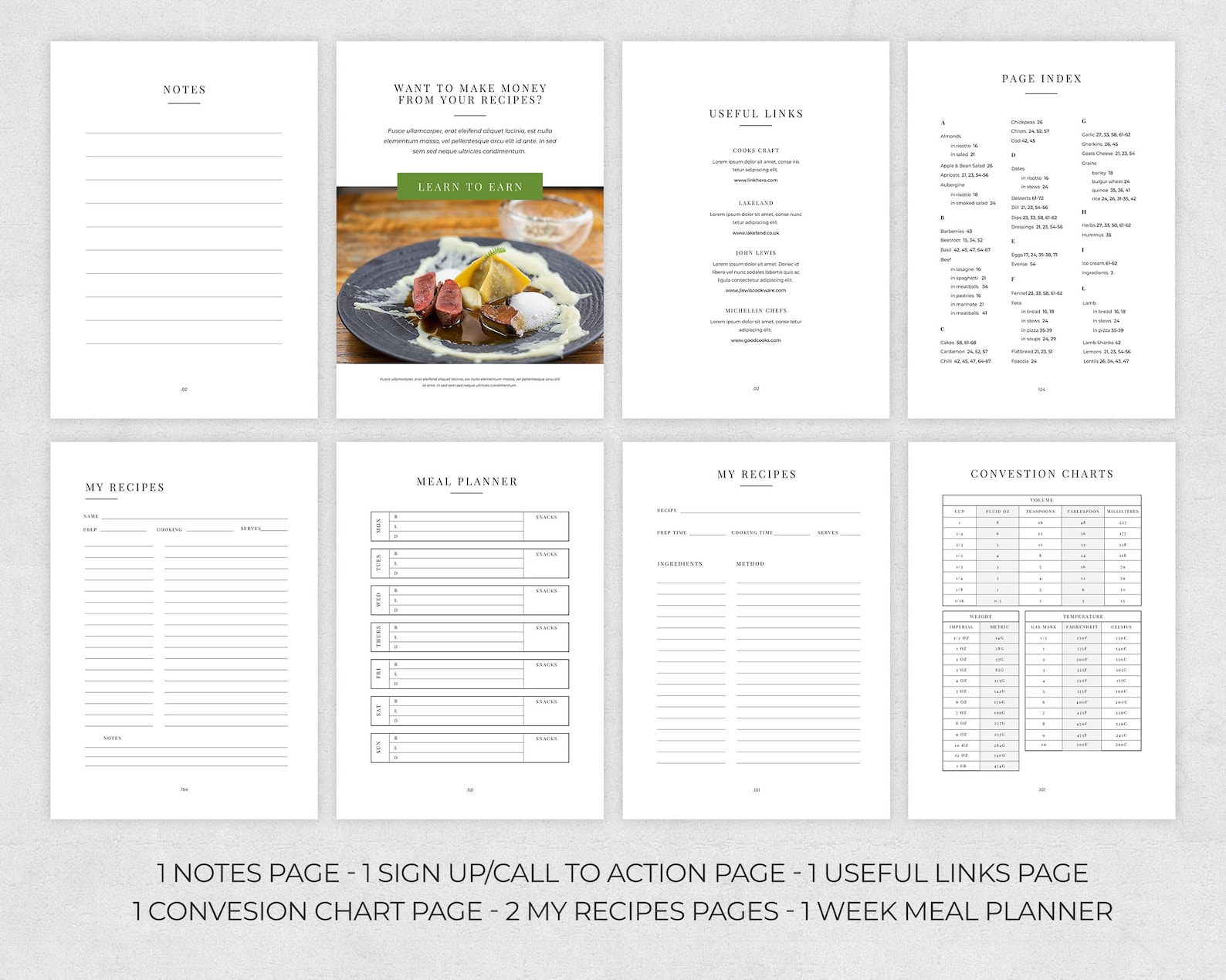 Minimalist Recipe E-book Template / Editable Modern Magazine | Etsy UK