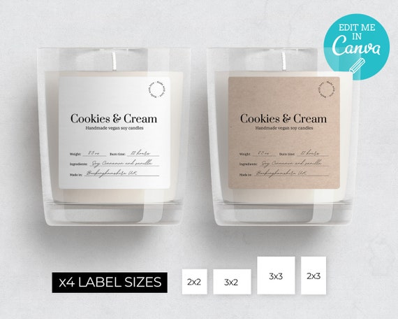 Rustic Candle Label Template / Handwritten Editable Candle - Etsy