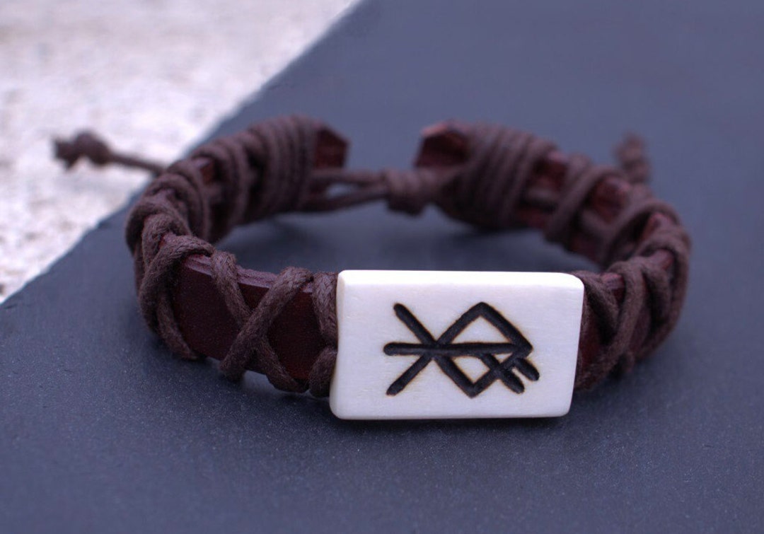 Wolf Rune Bracelet Viking Leather Bracelet Viking Jewelry Leather Bone ...