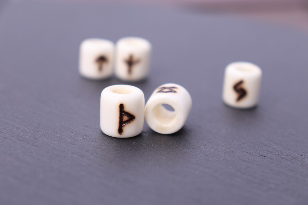 Deer Bone Runic Beard Beads | Futhark Viking Runes Rings | Hair Beads ...