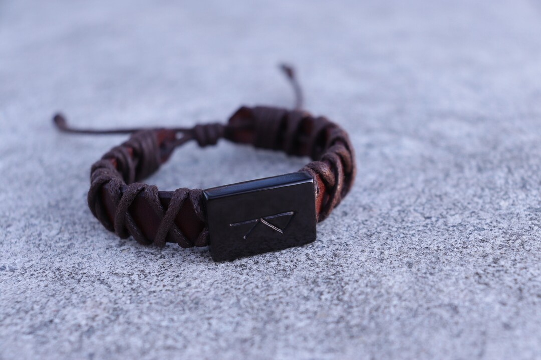 Personalized Rune Wristband Leather Viking Wristband Bone Horn Rune ...