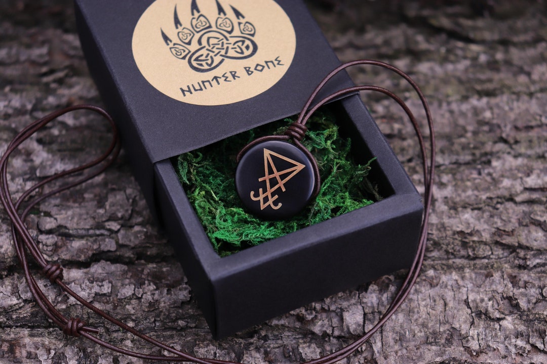 Sigil of Lucifer Bone Necklace, Seal of Satan Bone Pendant, Occult Bone ...