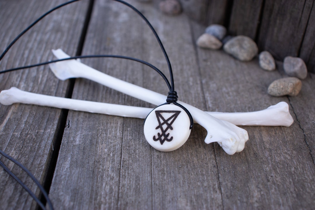 Sigil of Lucifer Bone Necklace | Seal of Satan Bone Pendant | Occult ...