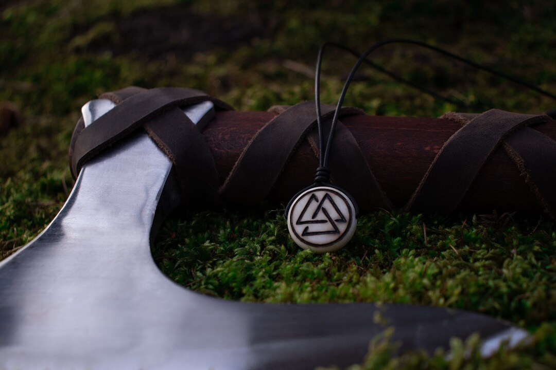 Bone Valknut Necklace: Engraved Norse Viking Pendant - Etsy