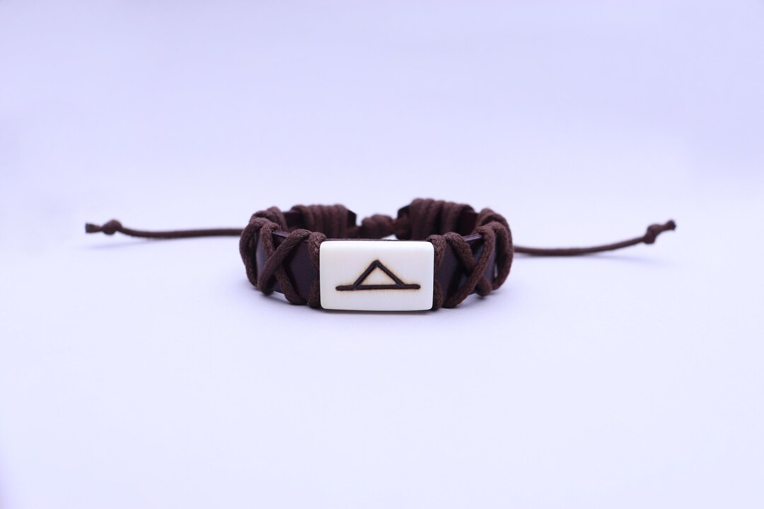 Personalized Rune Bracelet, Leather Viking Bracelet, Bone Horn Rune ...