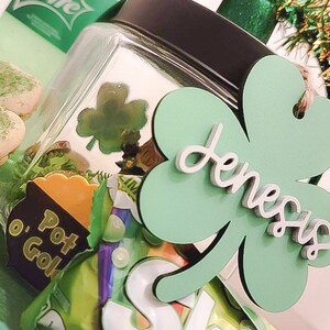 Personalized Shamrock Gift Basket Tag: 3D Layered Wood St. Patrick's ...