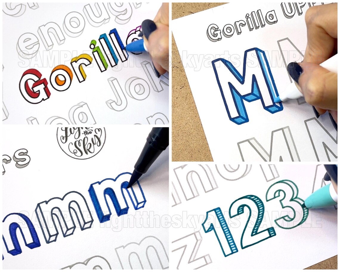 Gorilla 3D Block Letters Practice Worksheets (digital Download) - Etsy