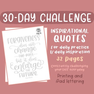 30-day Challenge Lettering Practice Worksheets: Inspirational Quotes ...