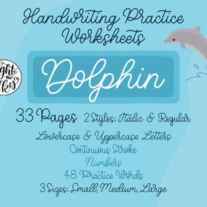 Dolphin Handwriting Practice Worksheets: Italic & Regular (digital ...