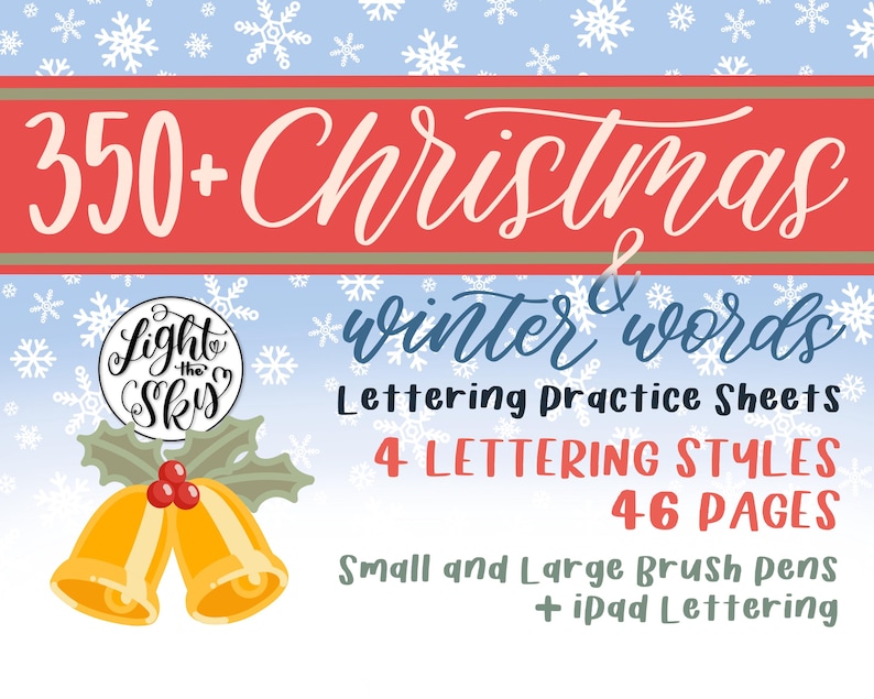 350+ Winter Words Lettering Practice Worksheets: 4 Styles (digital ...