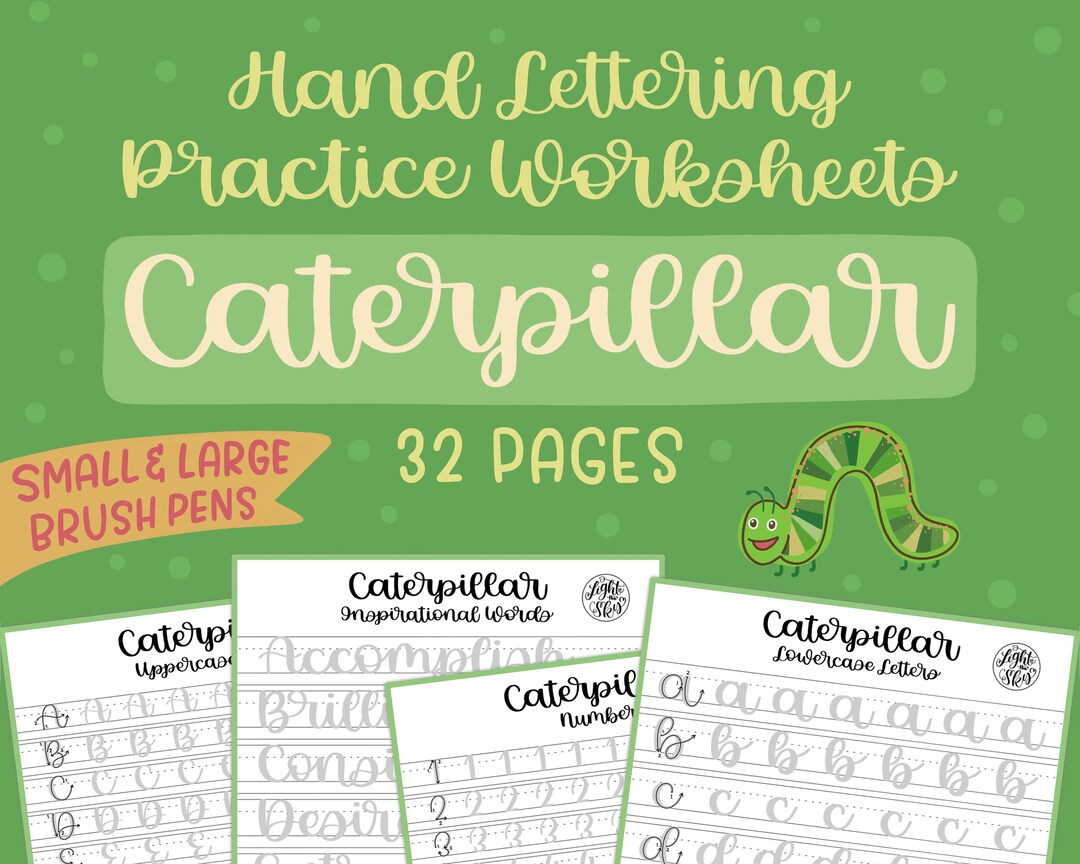 Caterpillar Hand Lettering Practice Worksheets for Small & - Etsy