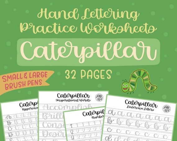 Caterpillar Hand Lettering Practice Worksheets for Small & - Etsy