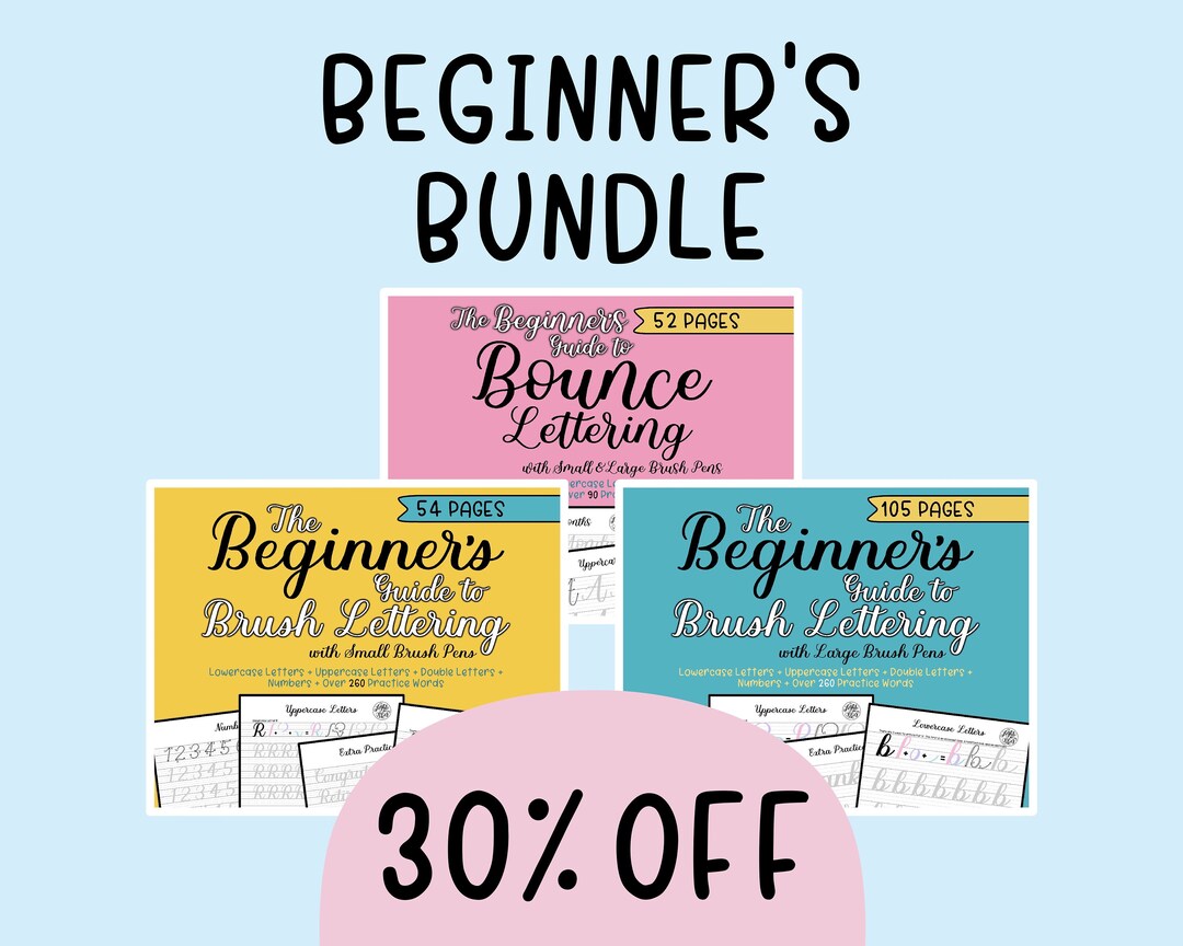 Beginner's BUNDLE to Brush Lettering & Bounce Lettering Practice ...