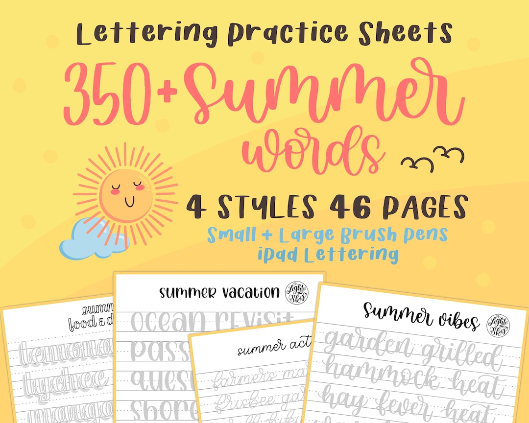 350+ Summer Words Lettering Practice Worksheets by Lighttheskyarts | 4 ...