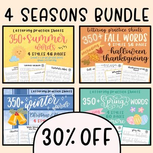 BUNDLE: 4 Seasons Lettering Practice Workbooks (digital Download) - Etsy