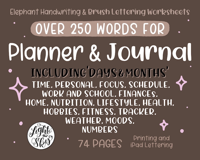 250+ Planner and Journal Words: “elephant” Lettering Practice ...