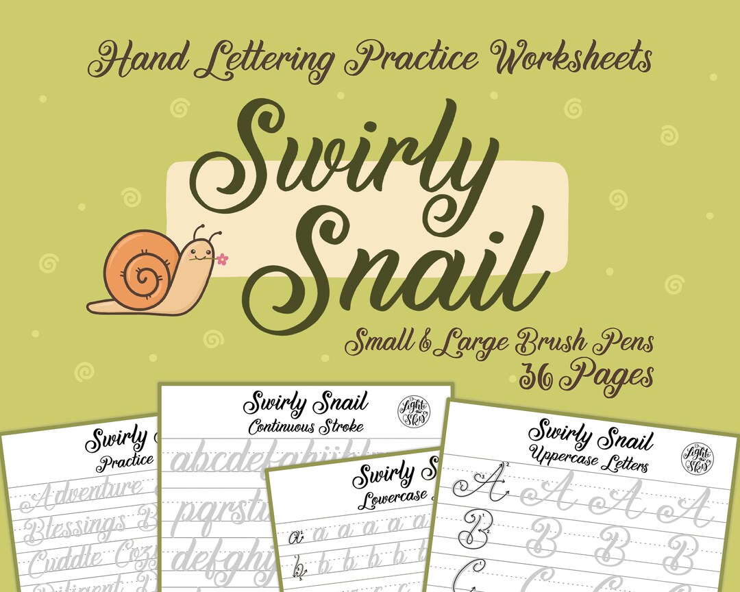 Swirly Snail Lettering Practice Worksheets: for Brush Pens and iPad ...